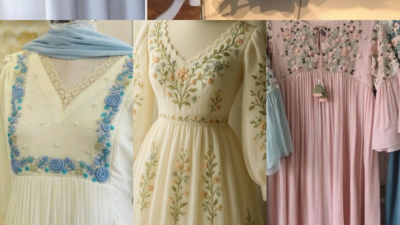 64 Hand embroidery frock design ||frockdesign ||threadembroidery - YouTube