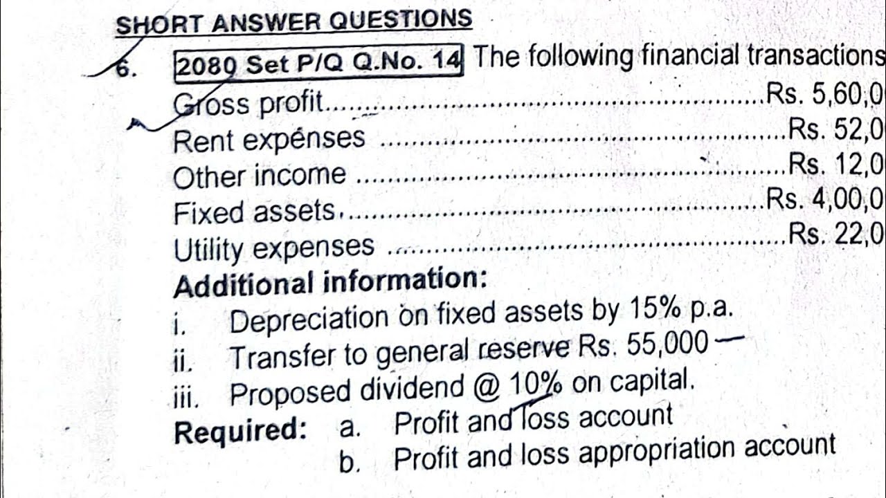 class -12 account //final account of a company //NEB model set 2080 old ...