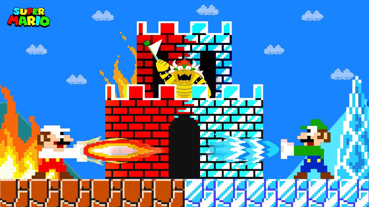 When Everything Mario and Luigi Touch Turns Into FIRE vs ICE | Game ...