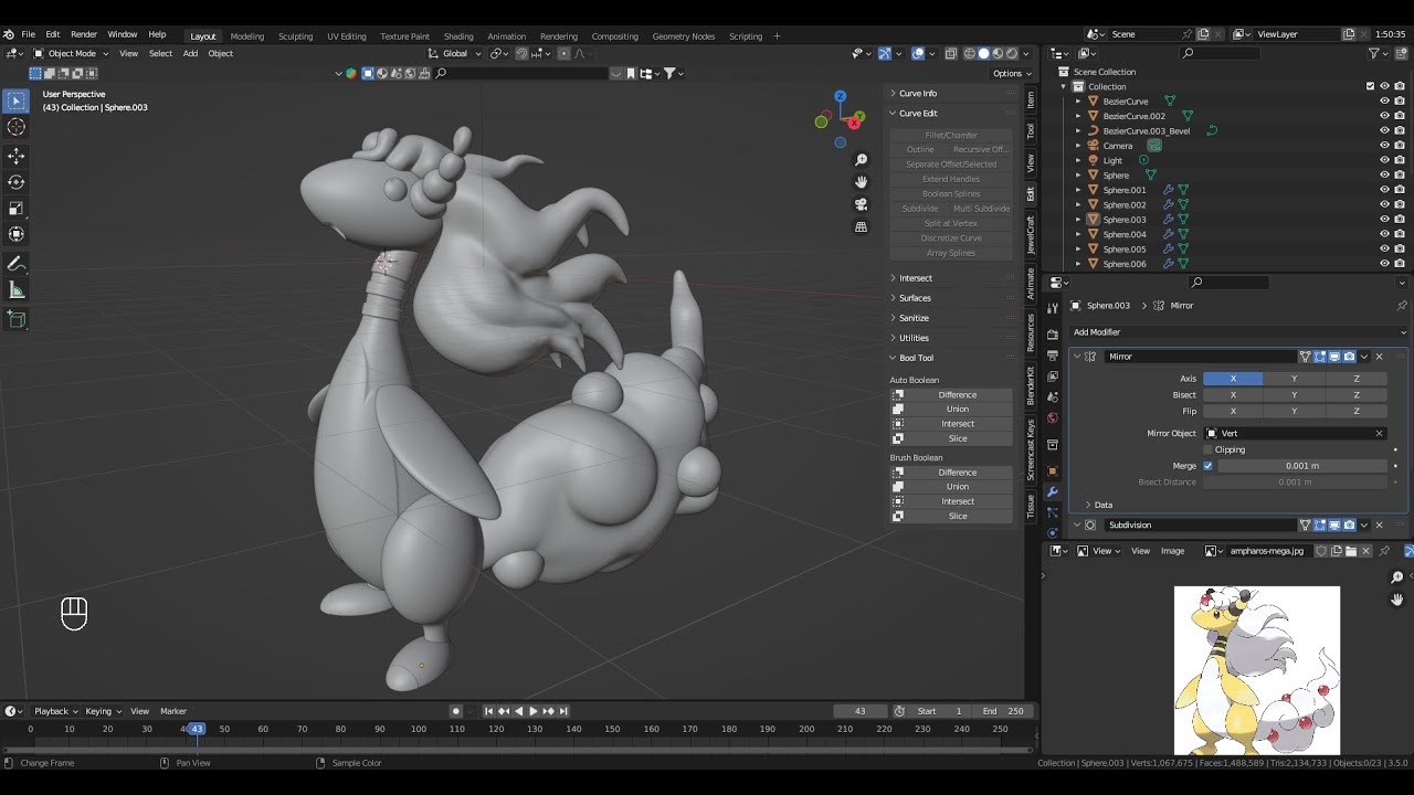 Let's Make Pokemon in Blender!! Today's Mon is Mega Ampharos and ...