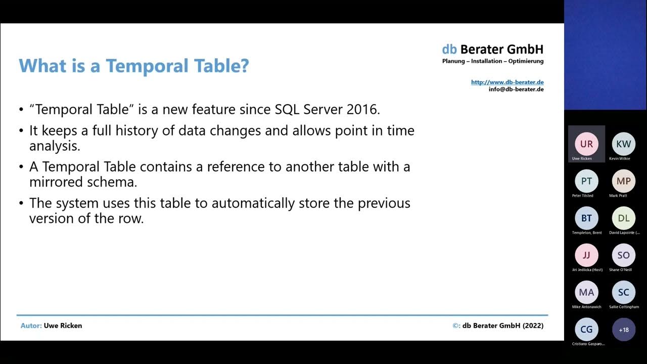 Advanced insides into System Versioned Temporal Tables Uwe Ricken - YouTube
