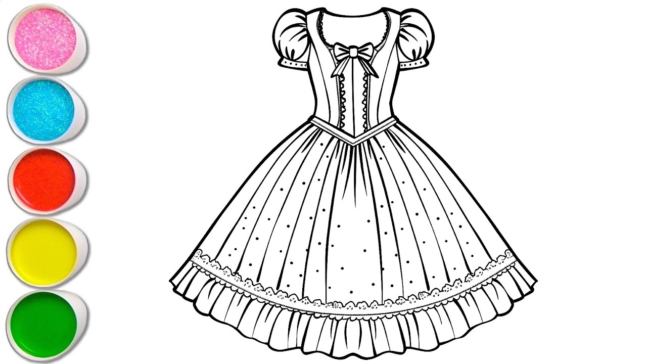 Cute Princess Dress Drawing for kids, Painting & Coloring for kids ...