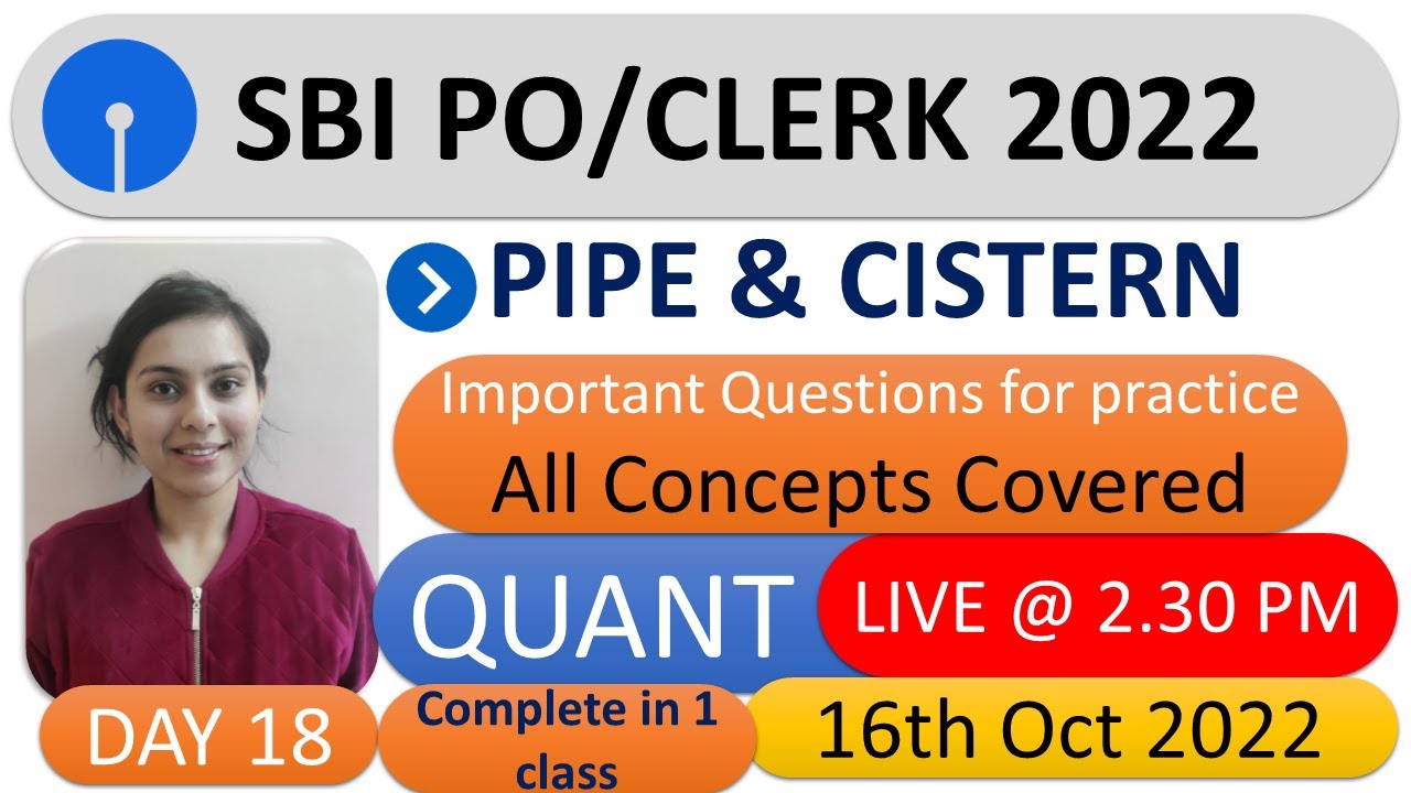 SBI PO/CLERK 2022 / PIPE & CISTERN / IMPORTANT QUESTIONS WITH TRICKS ...