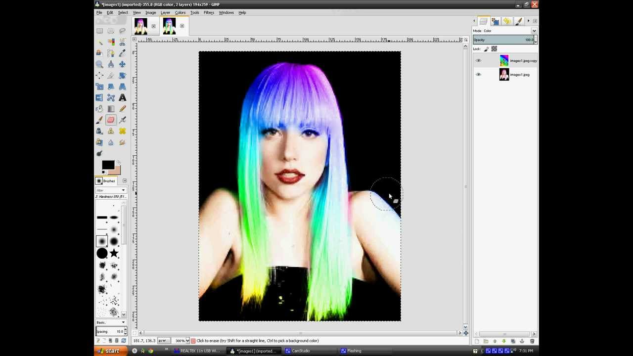 How to create Rainbow hair in GIMP - YouTube