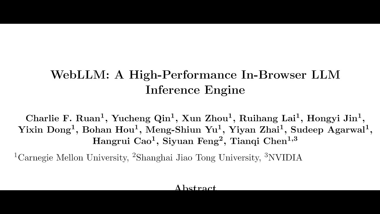 [QA] WebLLM: A High-Performance In-Browser LLM Inference Engine - YouTube