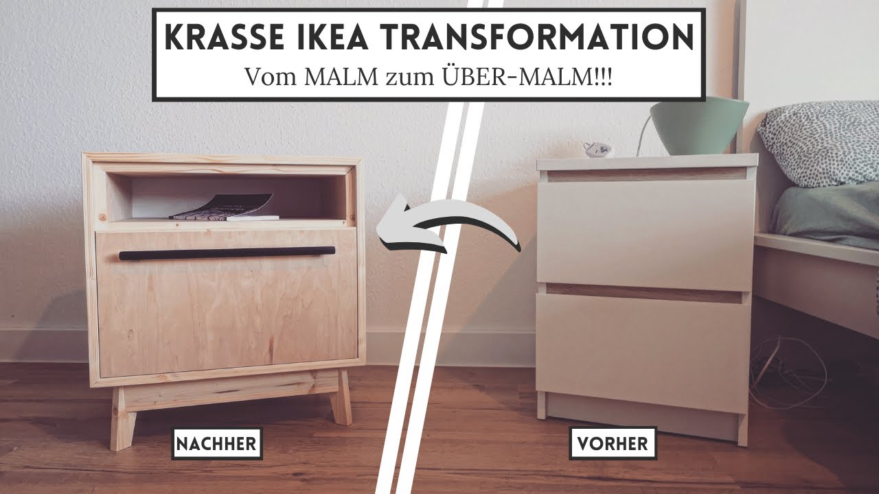 MODERNE Nachttische bauen | IKEA Hack | MALM Kommode austauschen | Schlafzimmer Makeover - YouTube