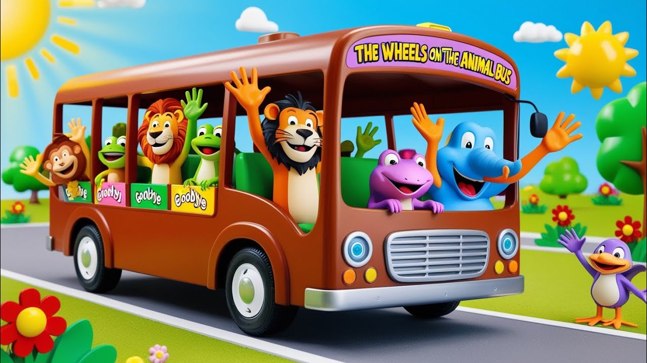 "🚍 Wheels on the Animal Bus: Sing-Along Fun with Nursery Rhymes for ...