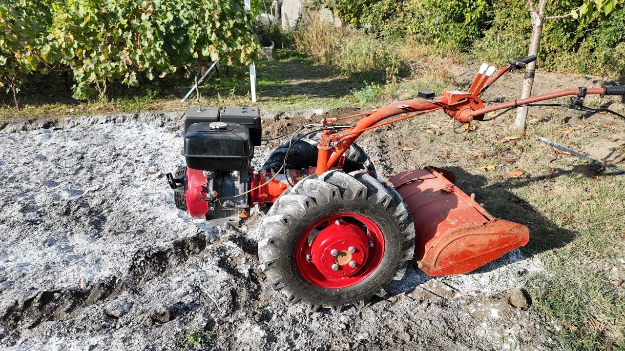 Motocultor MTZ 06 frezare teren pentru plantat usturoi - YouTube