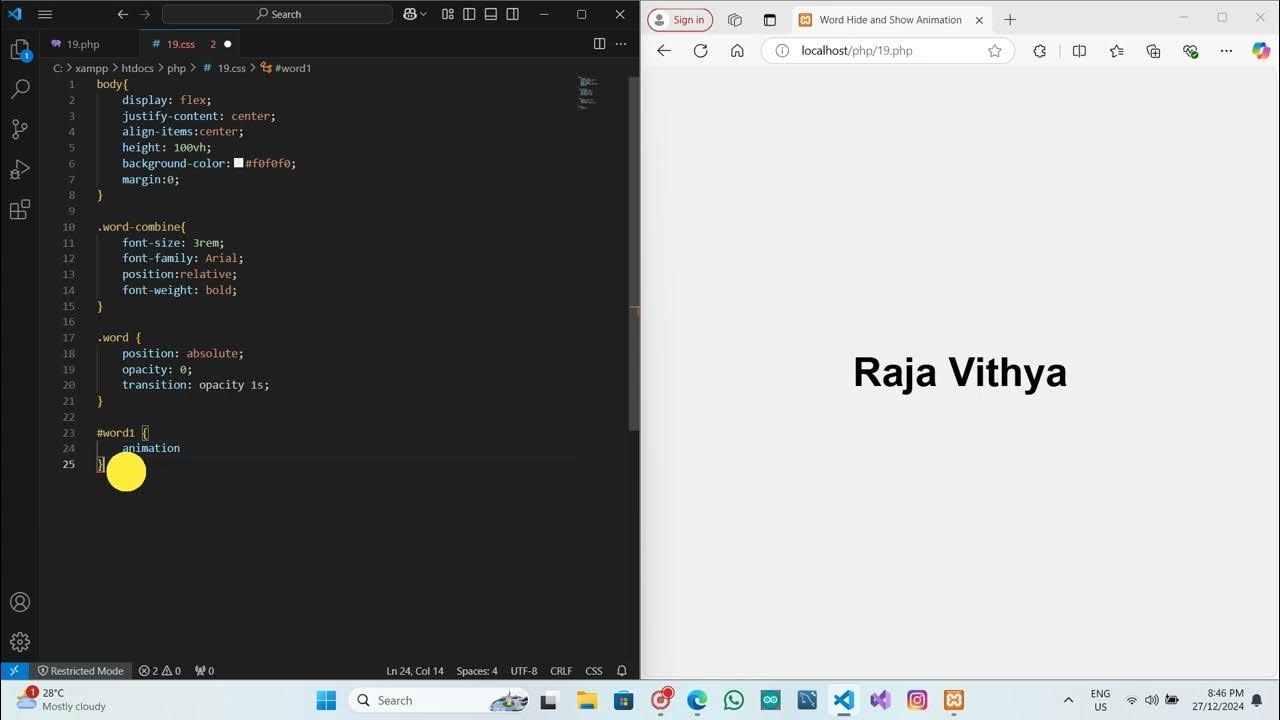 PHP Project 15: 'Word Hide and Show Animation' Created by Trishanth Kumar - YouTube
