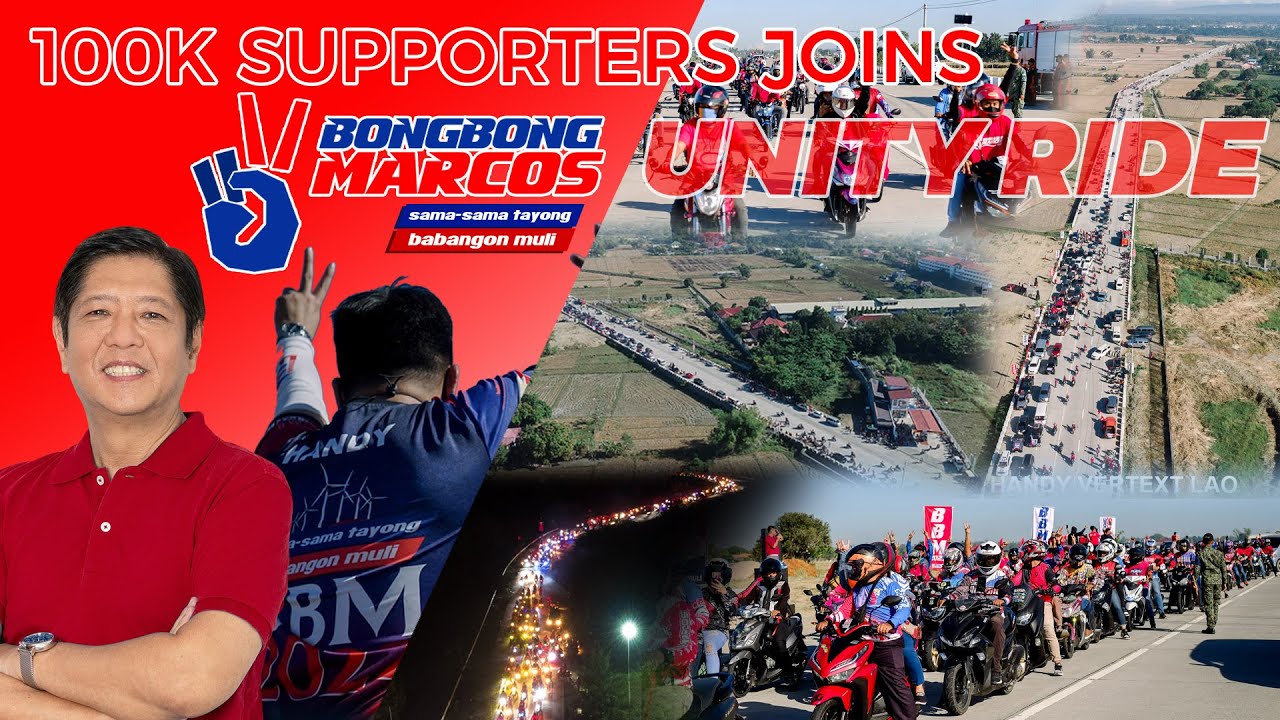 100k supporters joins Bong Bong Marcos (BBM) unity ride - YouTube