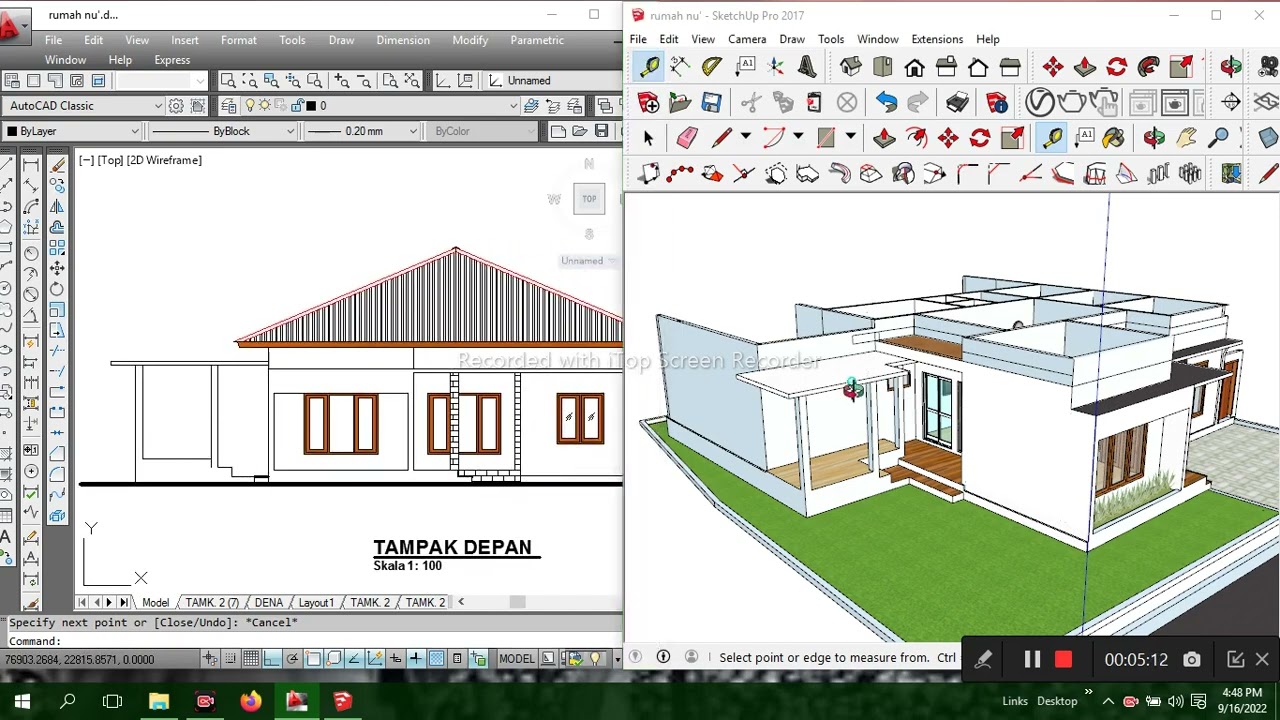 Menggambar rumah di 2D (Dimensi) & 3D! beda namun sama yang ...
