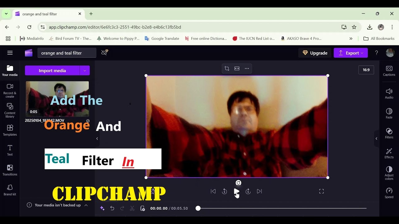 Add The Orange And Teal Filter In Clipchamp - YouTube