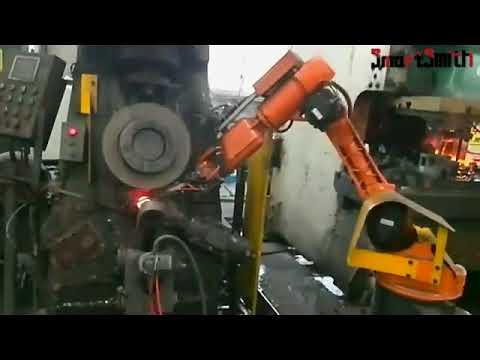Automatic Bearing forging rolling ring by six joint robot 32Z005 - YouTube