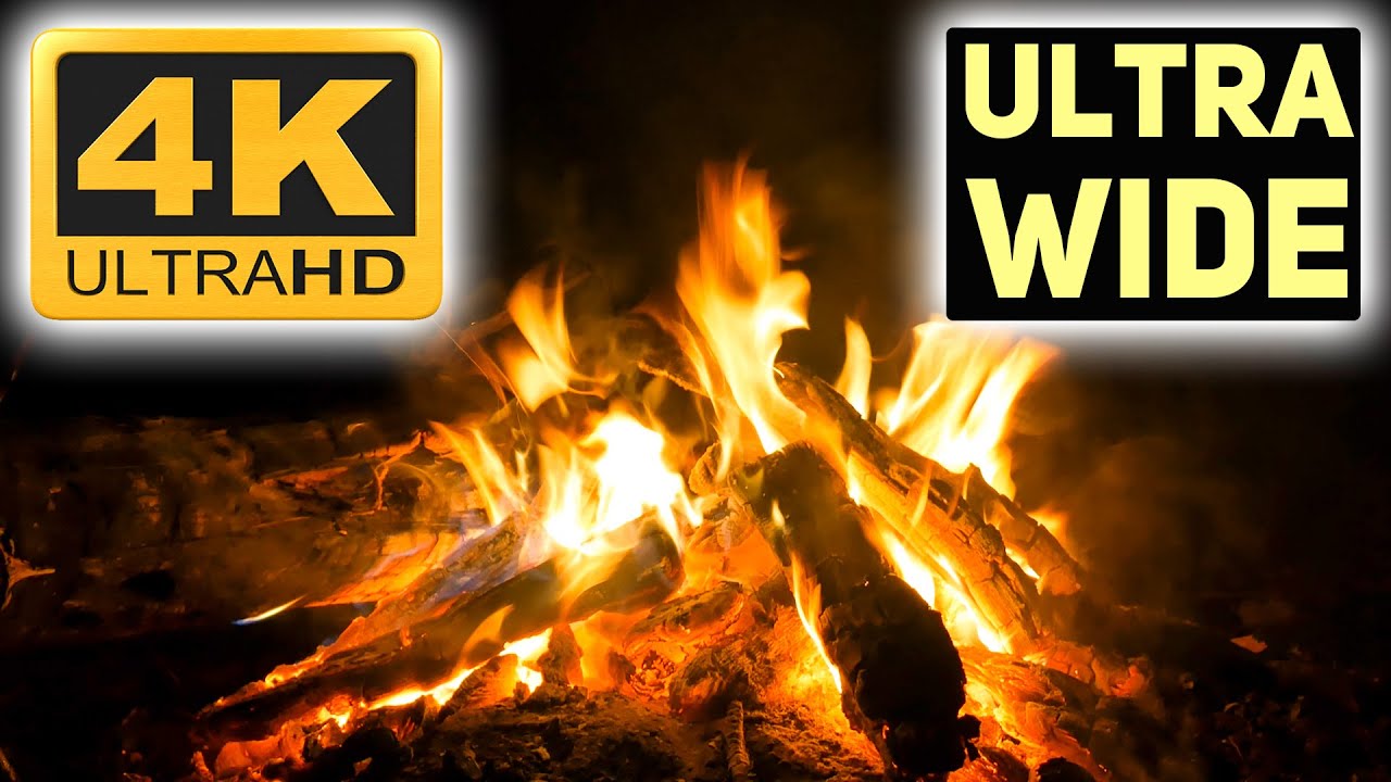 UltraWide Campfire 4K In The Forest With Amazing Crackling Sounds For ...