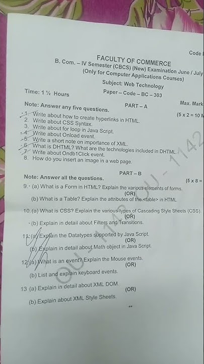 b.com 4th sem 2rd year|web technology|OU|#ou#bcom#2022 - YouTube