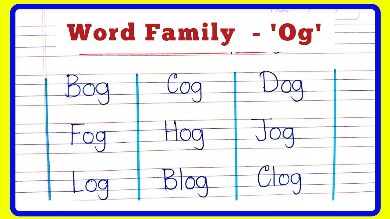 Word Families Part 15 || Word Family - 'Og' || Og Word Family ...
