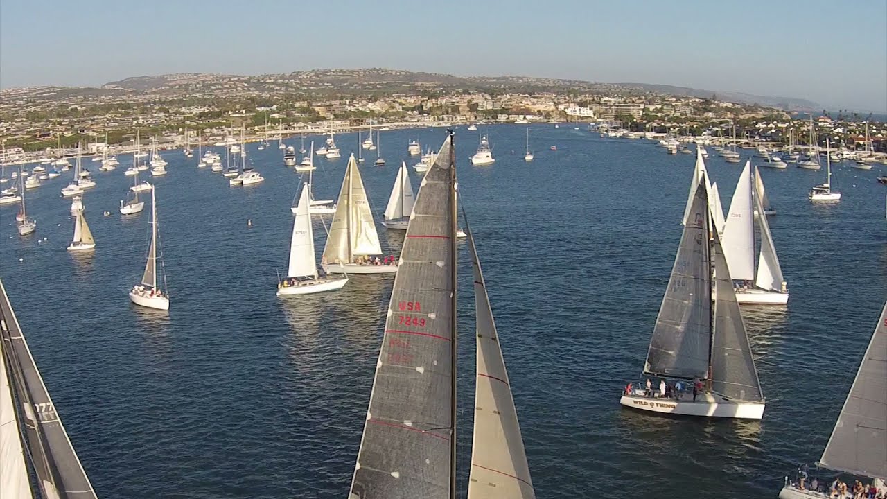 Newport Harbor Beer Can Sailboat Races - Drone Aerial View - Newport ...