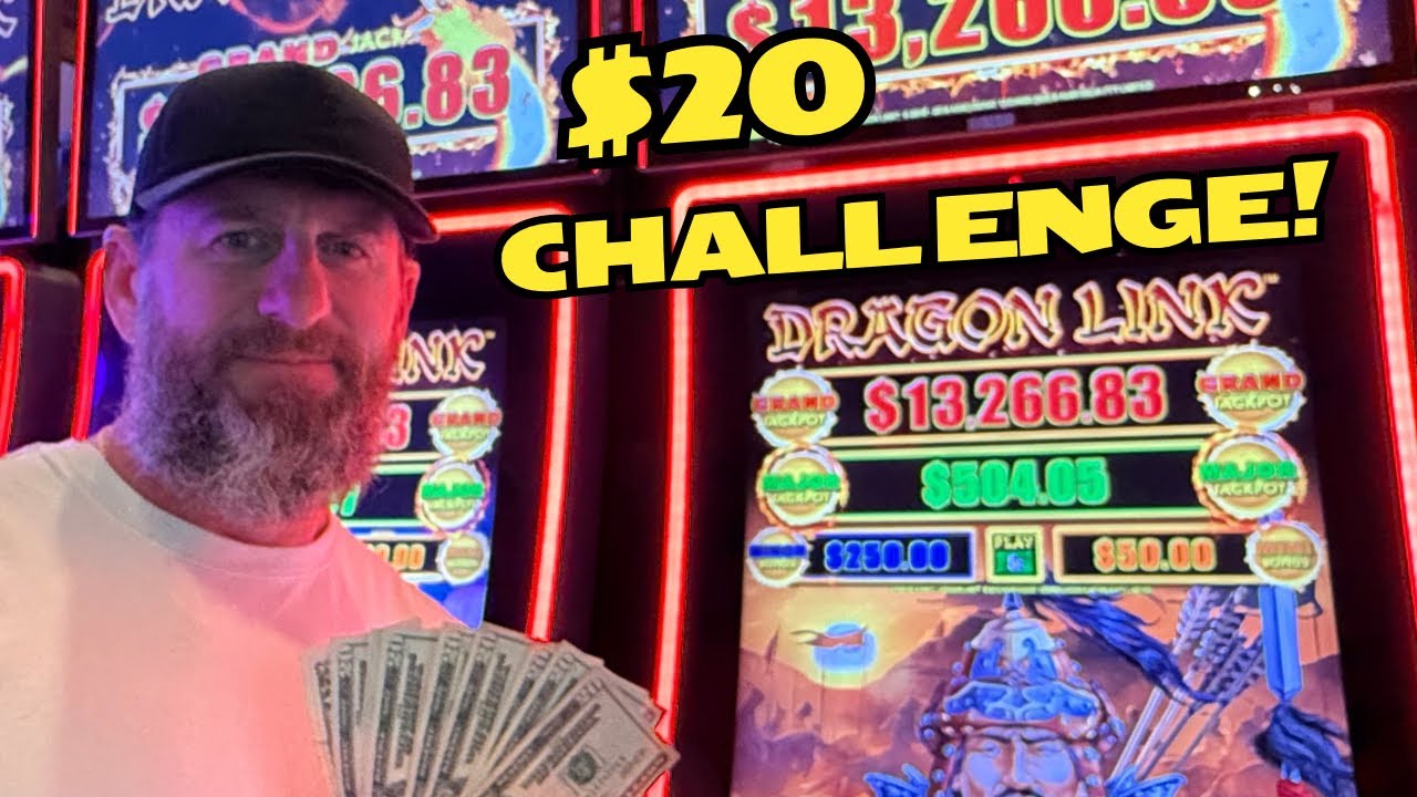 $20 slot CHALLENGE!! I put $20 in 10 dragon link machines!! - YouTube