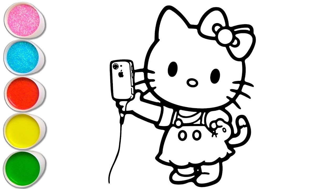 Cute Hello Kitty Drawing for kids, Painting & Coloring for kids ...