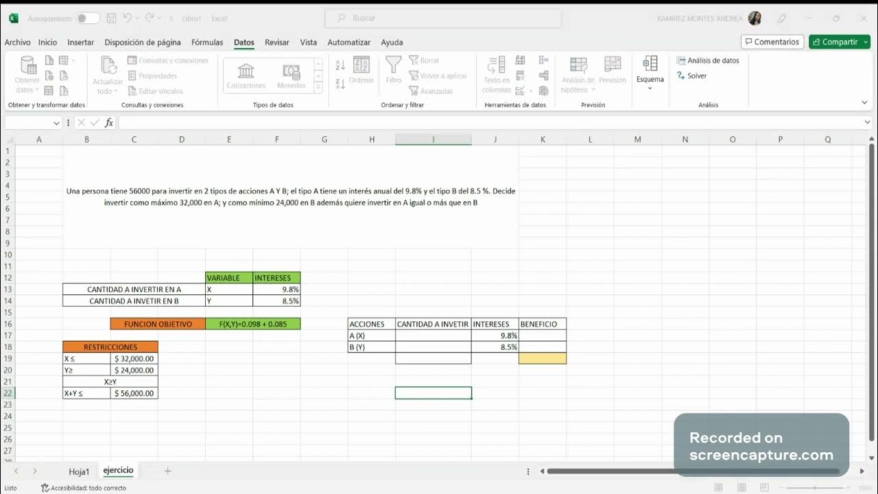 METODO SIMPLEX (maximizar ganancias) EXCEL SOLVER - YouTube