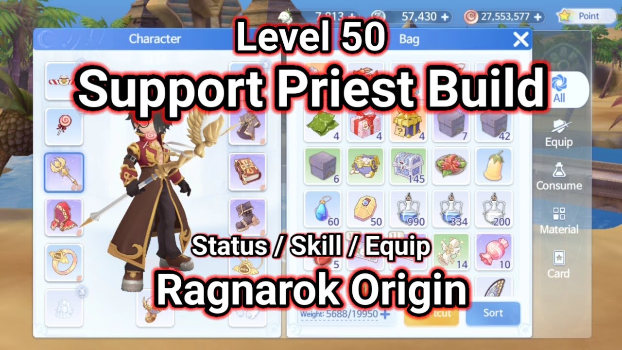 Level 50 Support Priest Build Ragnarok Origin ラグオリ | 라그나로크 오리진 - YouTube