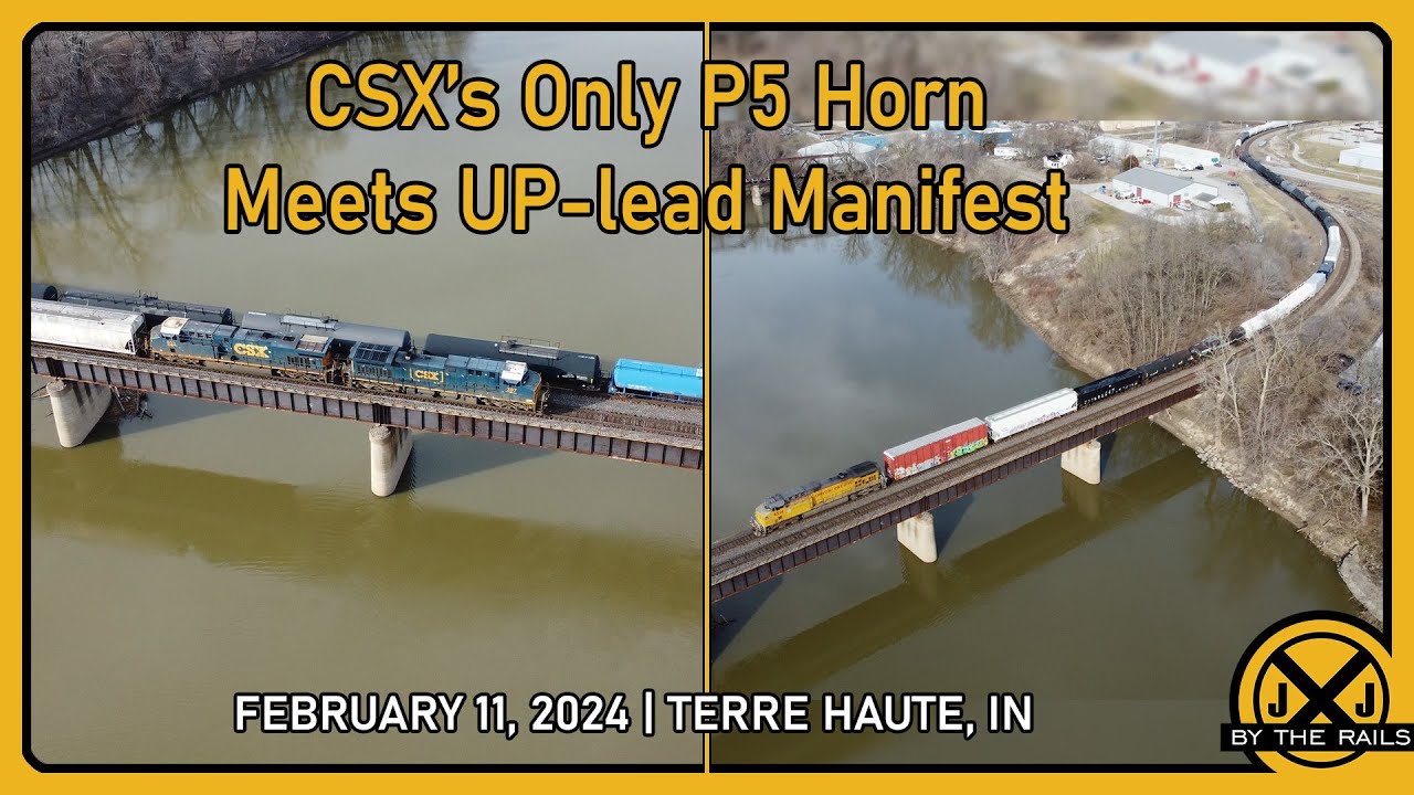 CSX's Only P5 Horn Meets UP-lead Manifest | CSX G292 & M373 | Terre ...