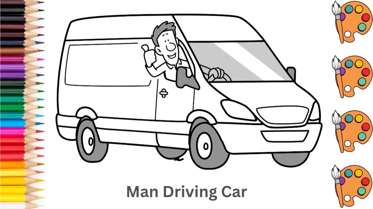 Man driving Car - Sketch Art and Paint | Step by step tutorial | Pencil ...