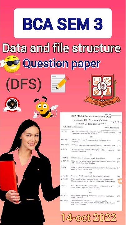 DFS question paper||data and file structure 2022 paper|| mkbu dfs paper 🗞️||bca sem 3 dfs paper ...