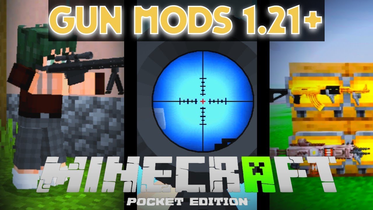 TOP 3 GUN MODS FOR MCPE (1.21+) | GUN MODS FOR MCPE 1.21+ | YASH GAMING ...