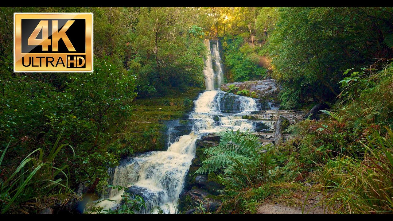 Soothing Relaxing Waterfall Sounds, Brightness dims after 1 hour - YouTube
