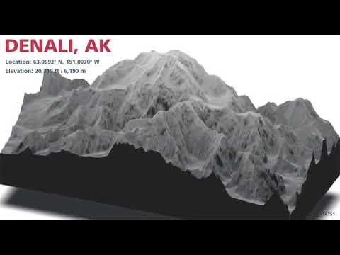 Denali (Mount McKinley) Topography - 3D Elevation Map - YouTube