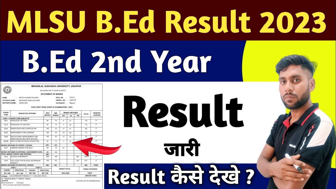 MLSU University B.Ed 2nd year result declared | B.Ed Second year Result ...