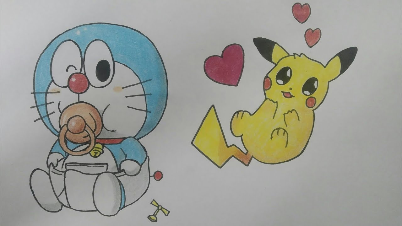 Doraemon and pikachu friendship drawing | How to draw doraemon | how to ...