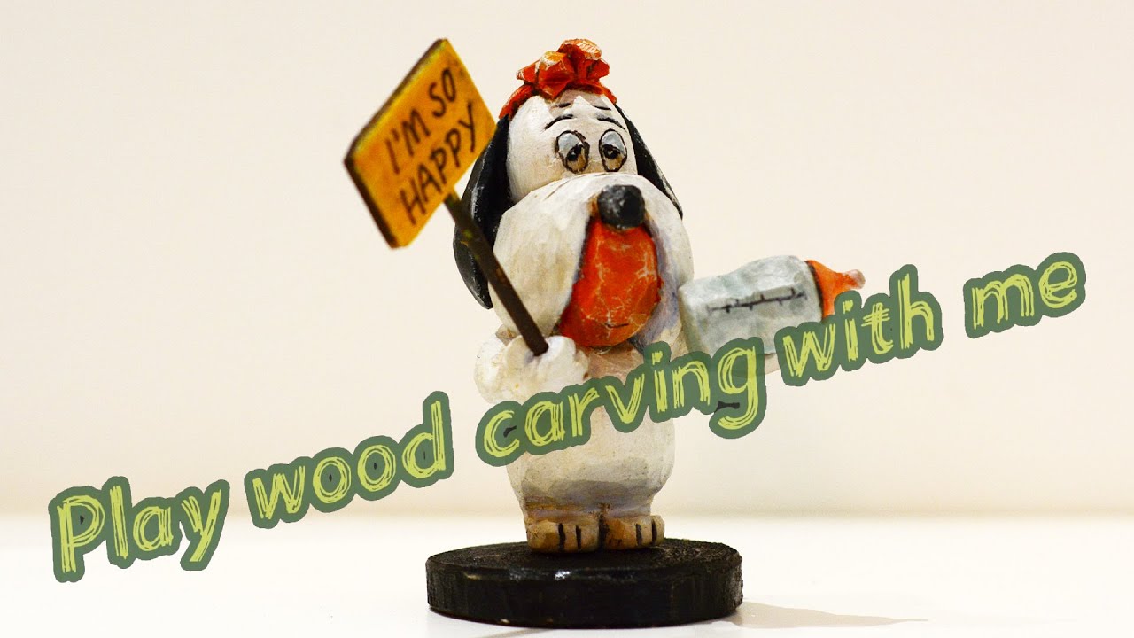 wood carving droopy；wood whittling - YouTube