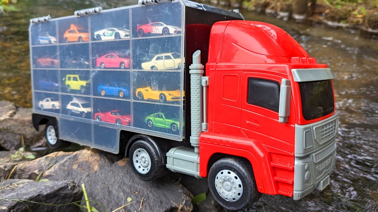 16 types of Tomica & big red truck [Pond side edition] - YouTube