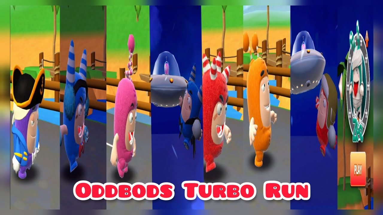 Oddbods Turbo Run All Characters runs - Purple, sky, pink, red, yellow ...