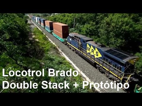 Trem Brado | Locotrol com AC44 e C30 + Vagões Double Stack + Vagão ...