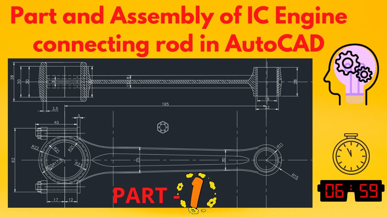 30. a) IC Engine Connecting Rod part and assembly (Part 1) - Computer ...