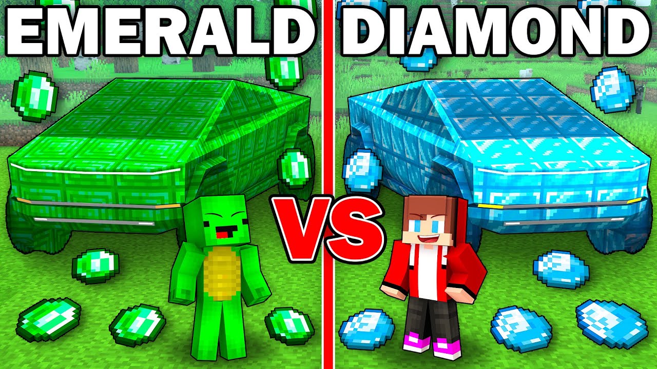 Mikey EMERALD vs JJ DIAMOND Cybertruck Survival Battle in Minecraft ...