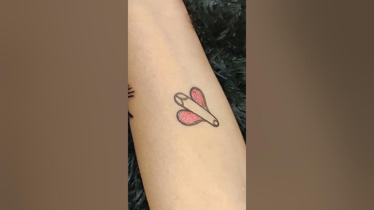 Safety Pin Heart Tattoo Design 🧷 ️ Shorts Viral Trending Tattoo Youtube