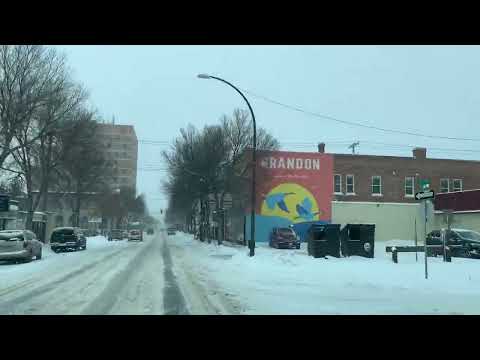 City Of Brandon On A Stormy Snowy Weather/Manitoba Canada