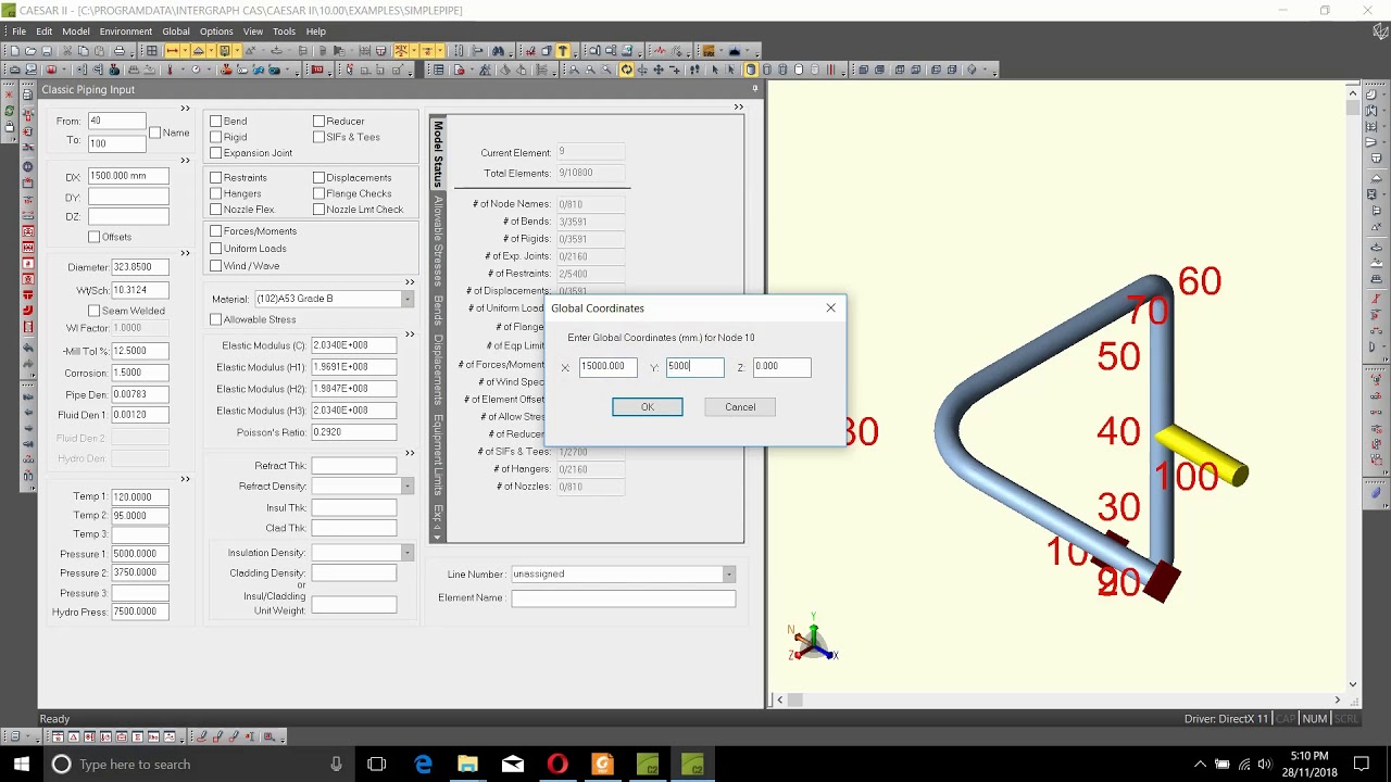 How To Associate Global Coordinates to a Node in Caesar II - YouTube
