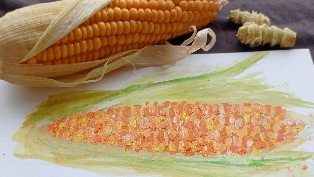sweet corn painting for beginners - How to make easy corn painting step ...
