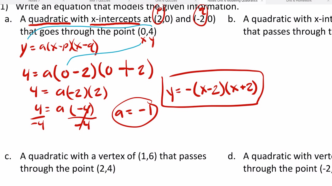 S2 6.2 Writing Equations from Key Features - YouTube