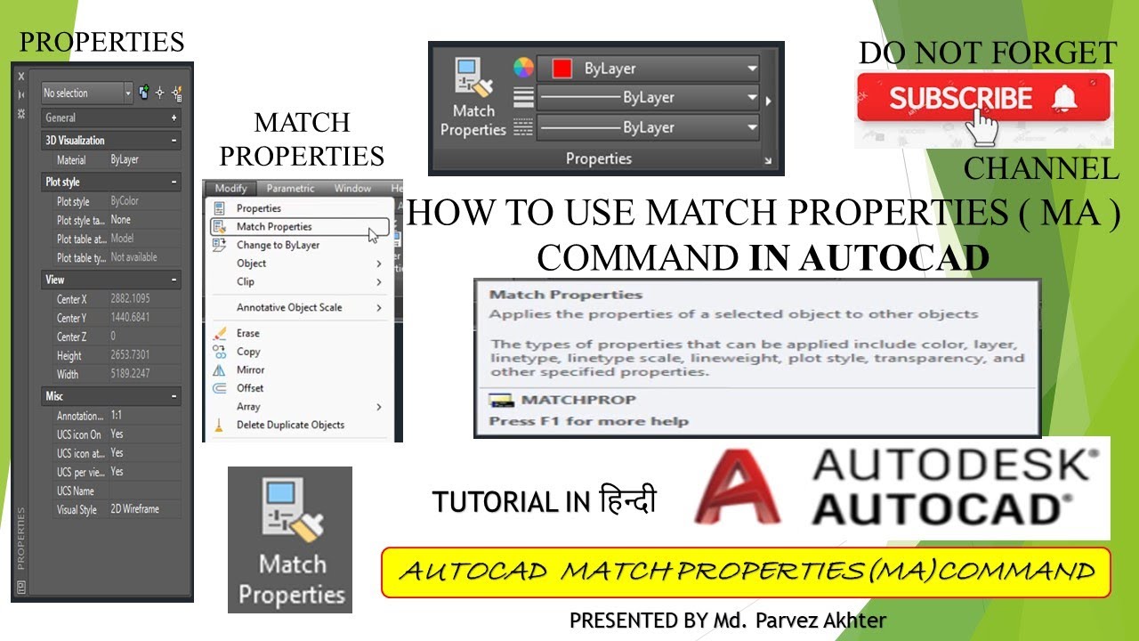 How To Use Match Properties In AutoCAD What Is Match Properties Command How To Use Match Properties In AutoCAD What Is Match Properties Command