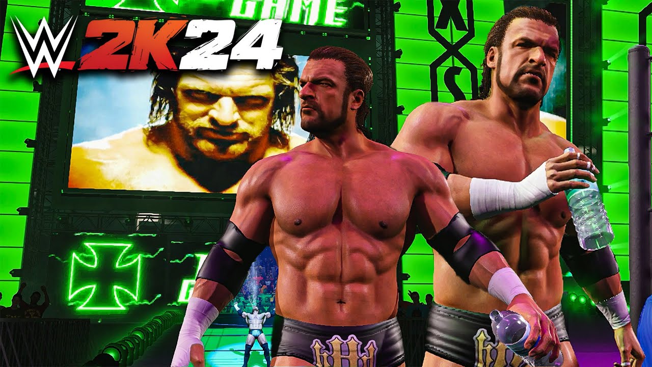 WWE 2K24 Triple H '98' My Time Entrance With Trimmed Beard 2000s Look ...