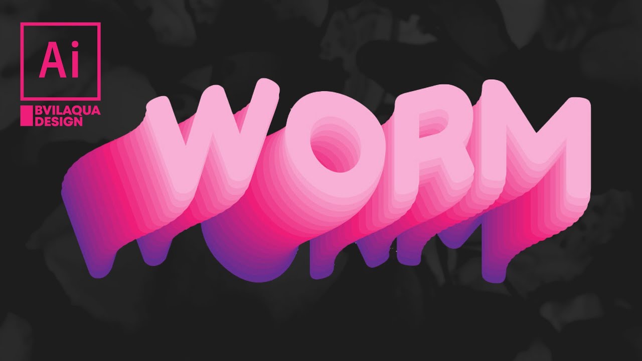 3D "Worm-Like" Text Effect in Illustrator - YouTube