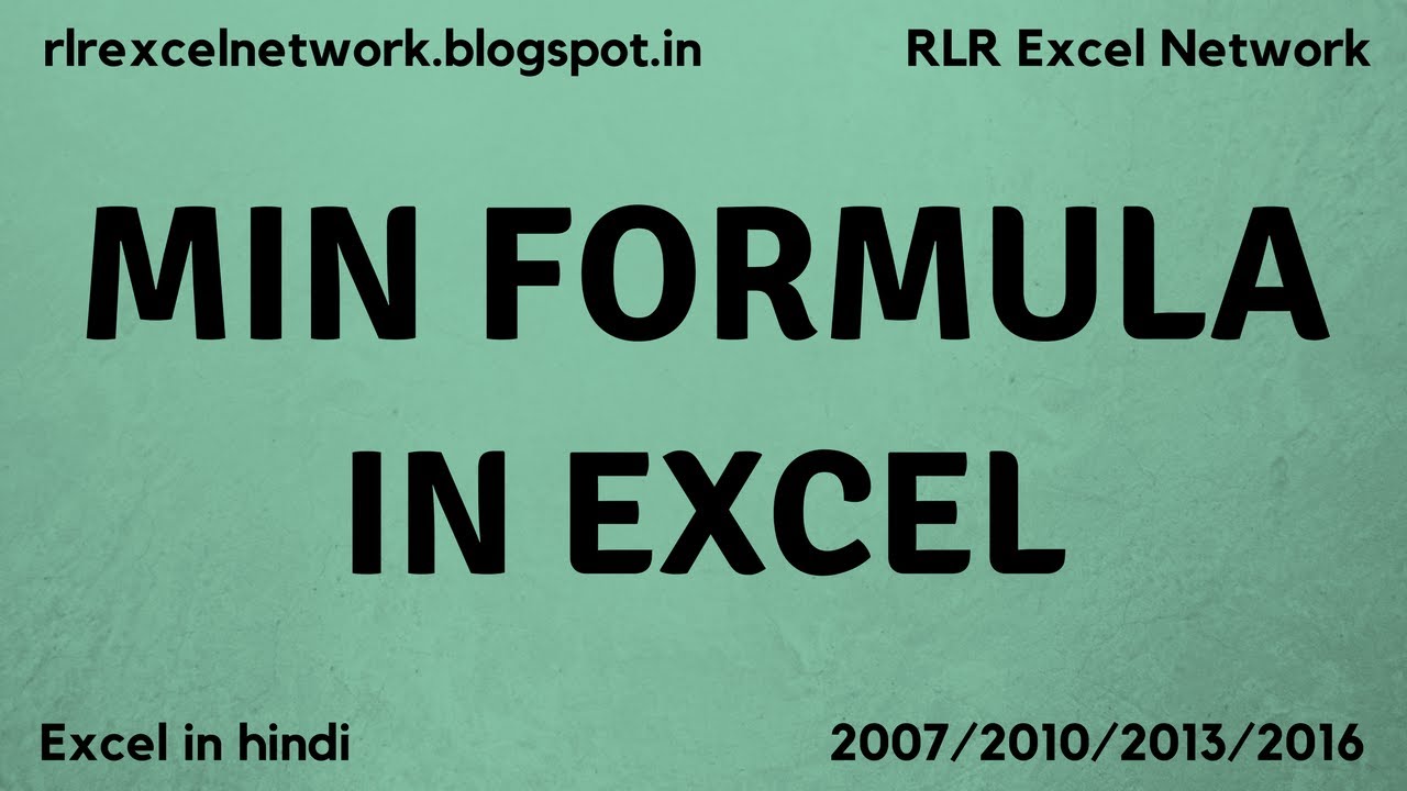 40 How To Use MIN Formula In Excel Hindi YouTube 40-how-to-use-min-formula-in-excel-hindi-youtube