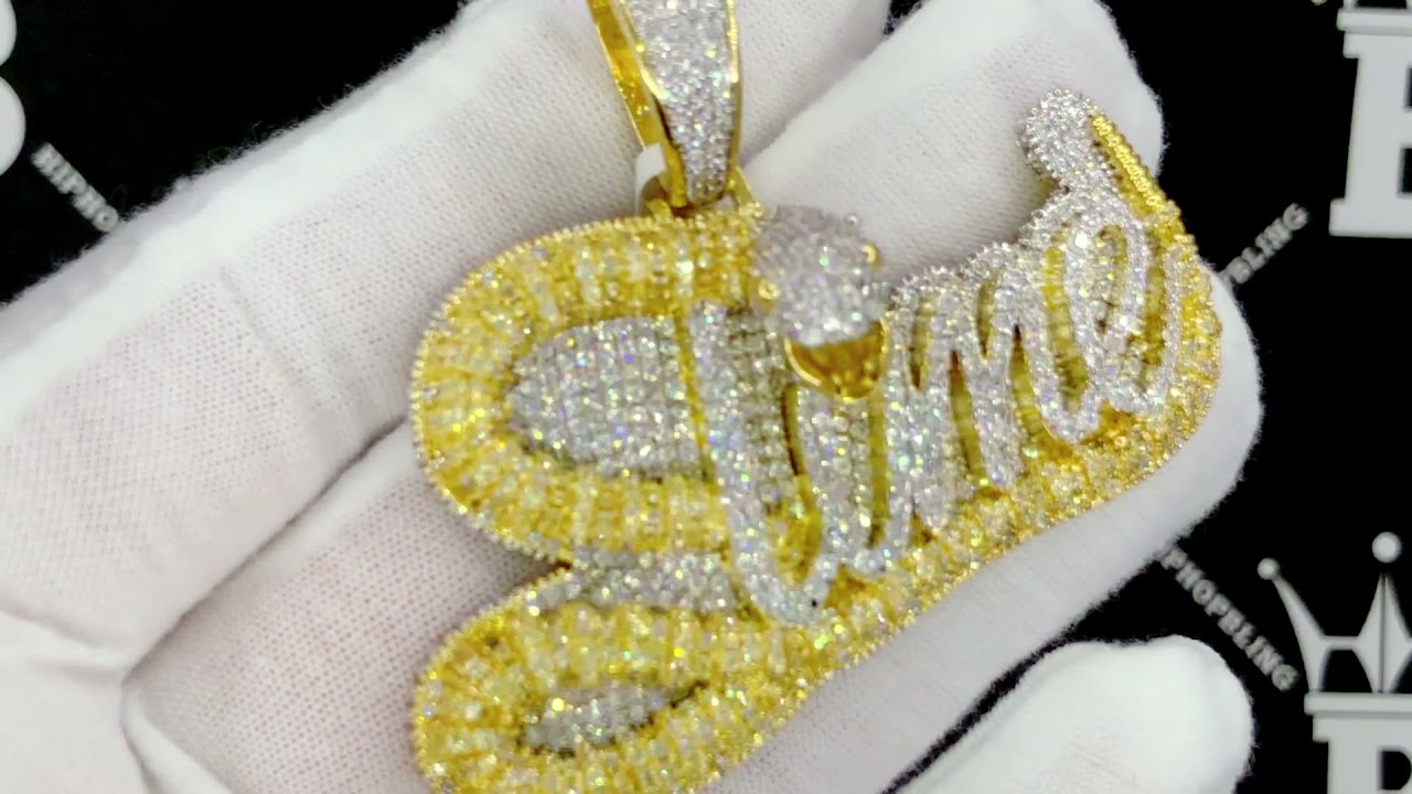 Gold Slime Snake Bling Bling CZ Iced Out Pendant - YouTube