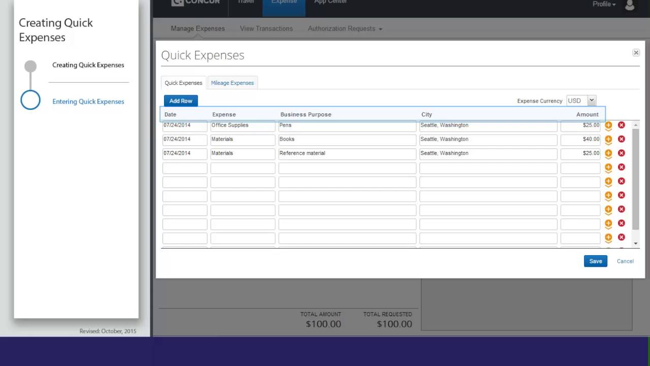 Concur Quick Expenses T&E - YouTube